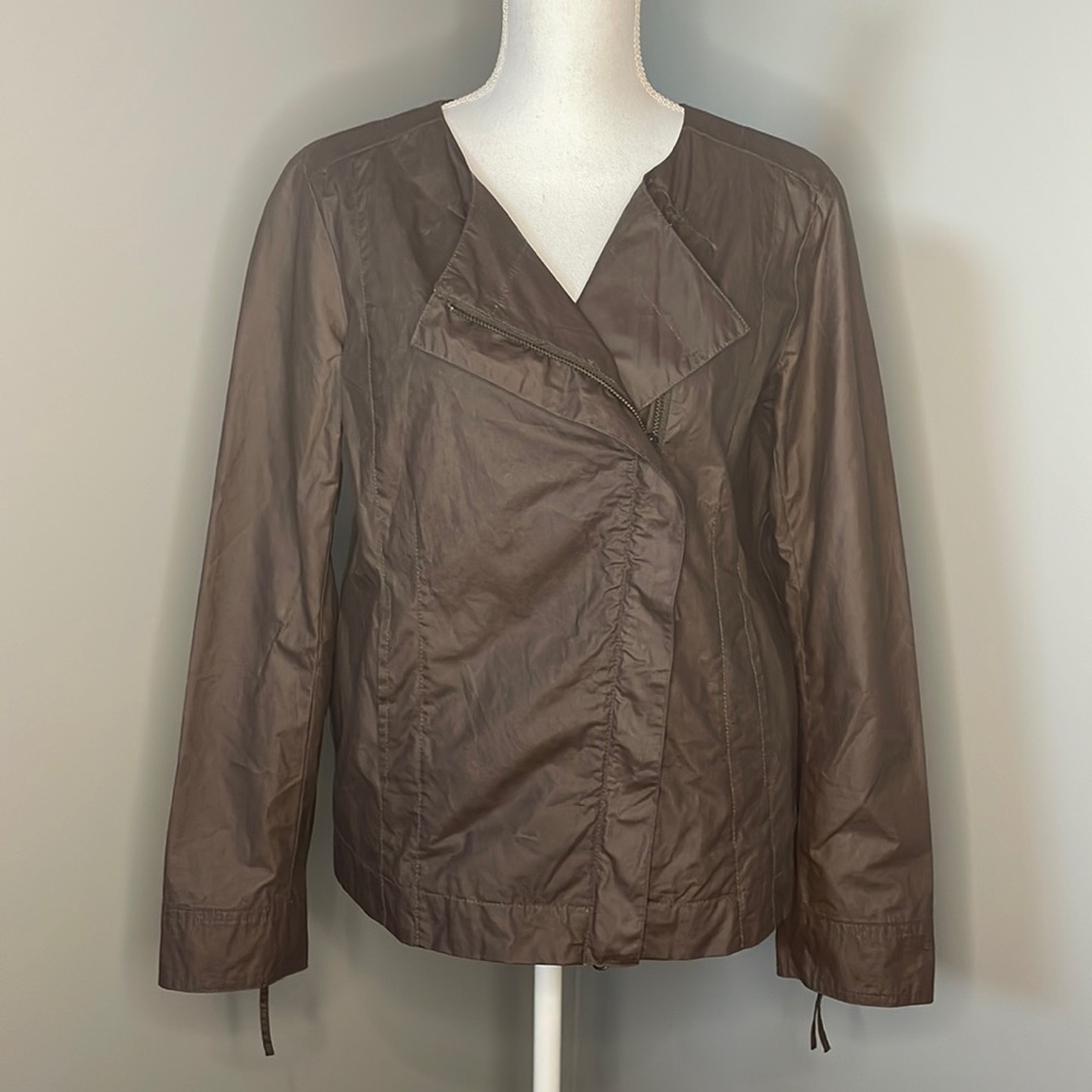 Eileen Fisher Cobblestone Wash Waxed 100% Cotton Brow… - Gem